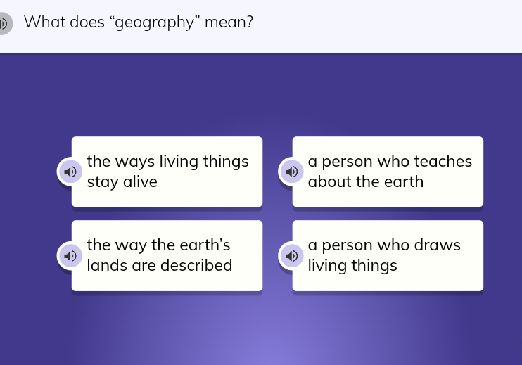 What does "geography" mean? the ways living things stay alive a person w..