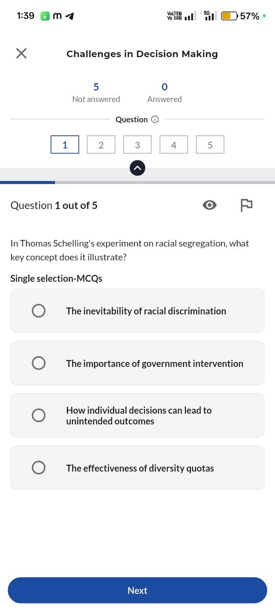 In Thomas Schelling's experiment on racial segregation, what key concept