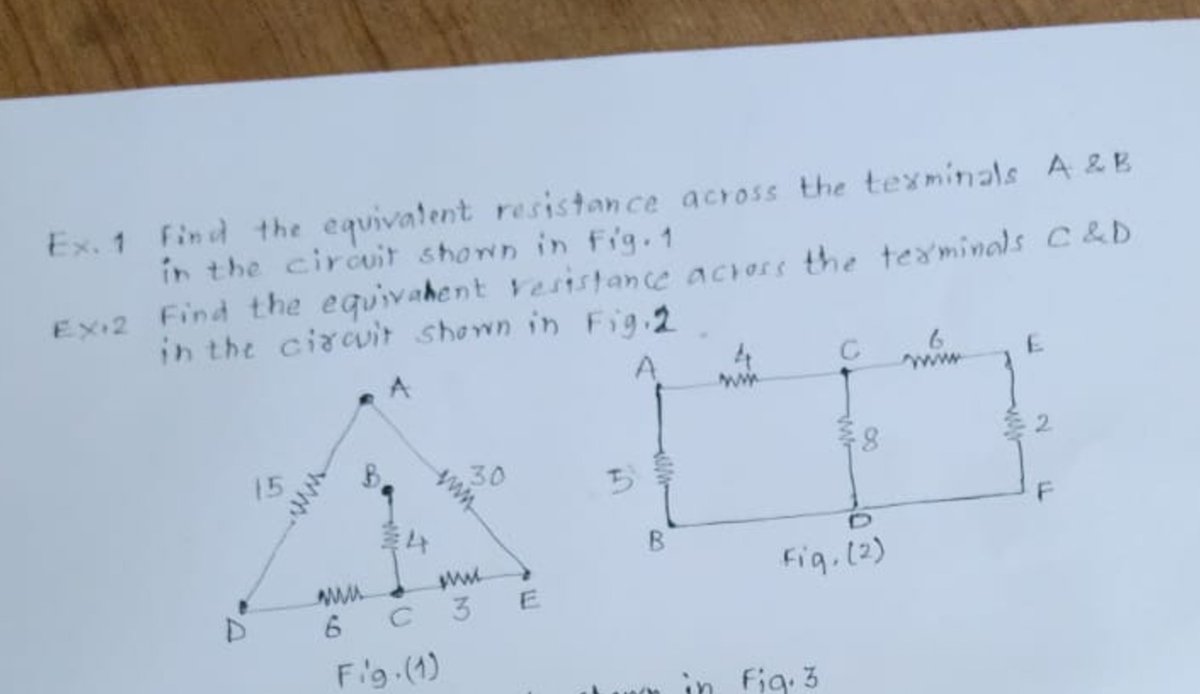 Question 1 Find the equivalent resistance across terminals A & B in the c..
