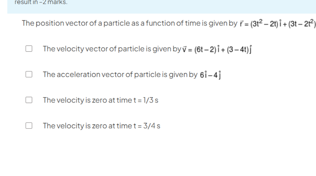 The position vector of a particle as a function of time is given by \ve..