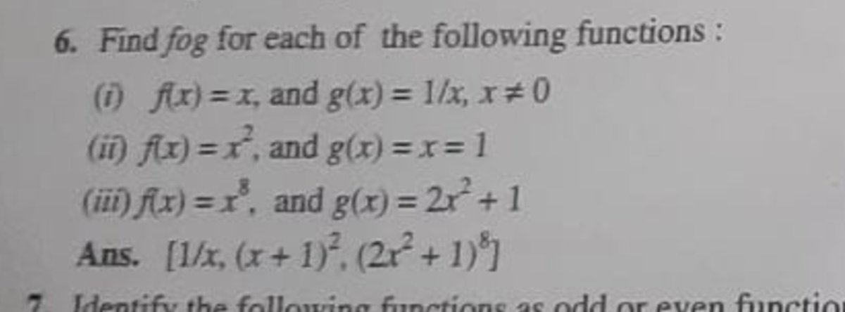 Find the composition of functions f \circ g for each of the following fun..