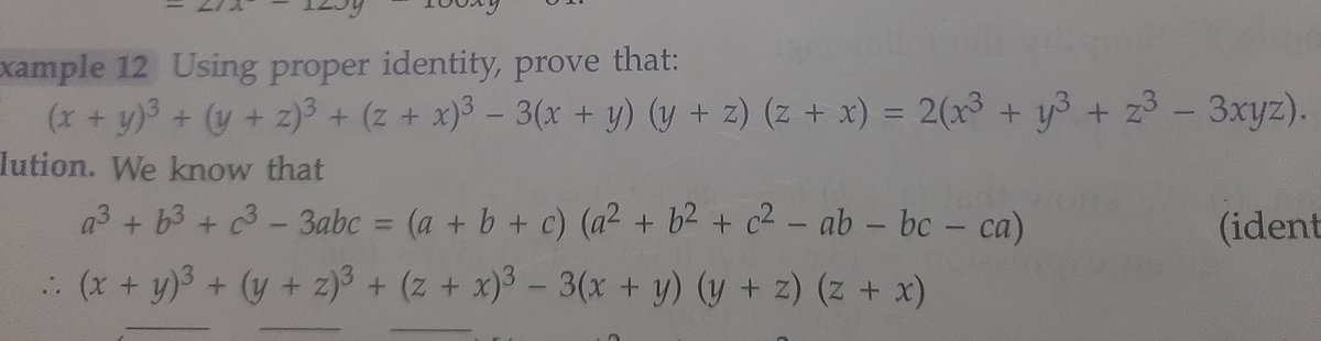 Using a proper identity, prove that: (x + y)^3 + (y + z)^3 + (z + x)^3
