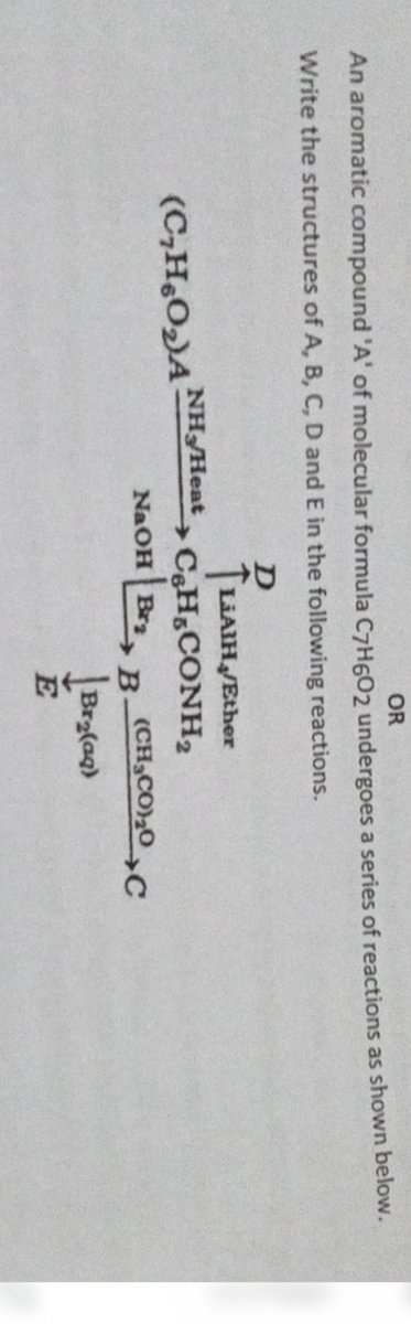 An aromatic compound 'A' of molecular formula C7H6O2 undergoes a series o..