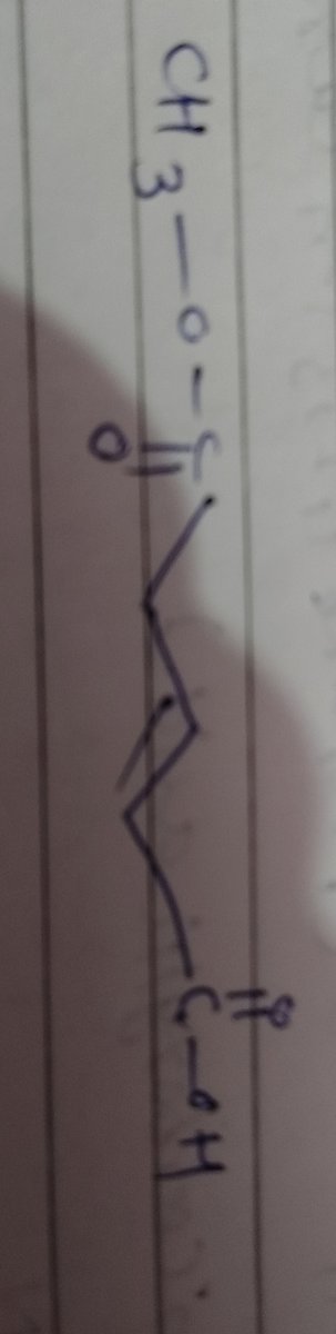 The image shows the structure of 5-methoxy-5-oxo-pentanoic acid. Identify..