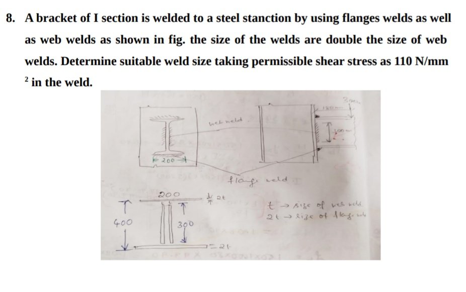 A bracket of I section is welded to a steel stanchion by using flange wel..