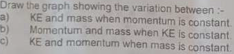 Draw the graph showing the variation between: a) Kinetic Energy (KE) and..