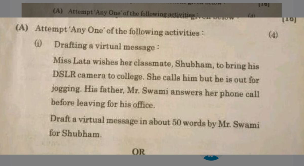 Draft a virtual message in about 50 words by Mr. Swami for Shubham. Miss