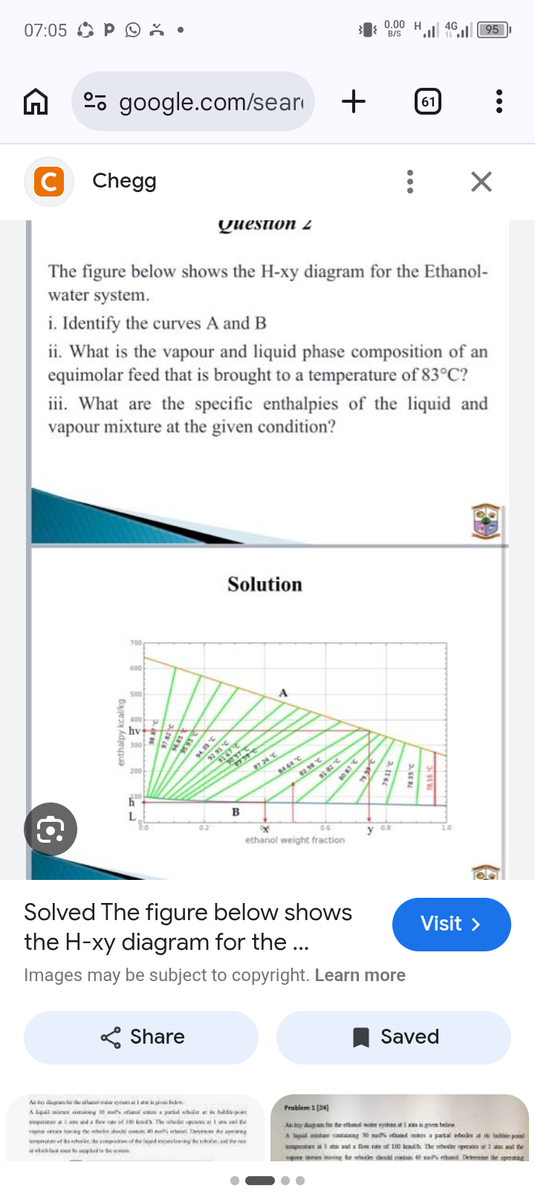 The figure below shows the H-xy diagram for the Ethanol-water system. i...