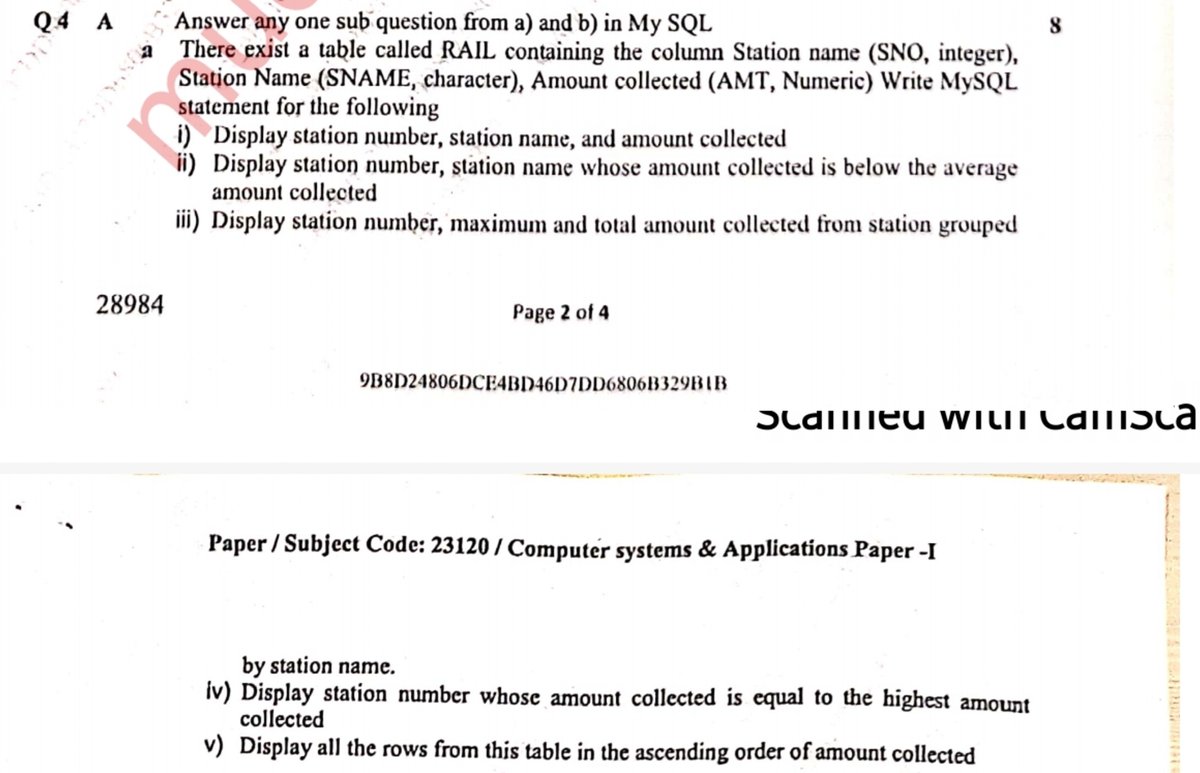 Given a table named RAIL with columns: SNO (integer): Station number SNAM..