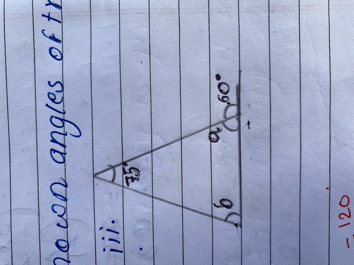 Find the unknown angles of the triangle where the known angles are 35° an..