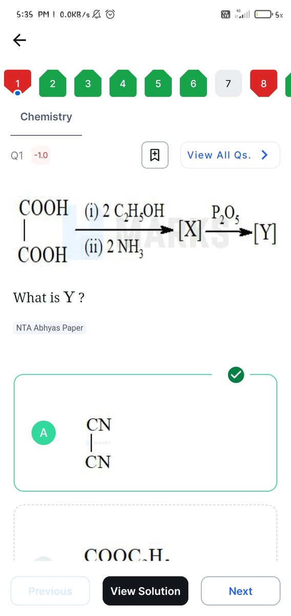 Given the compound with two carboxylic acid groups (COOH), it undergoes t..