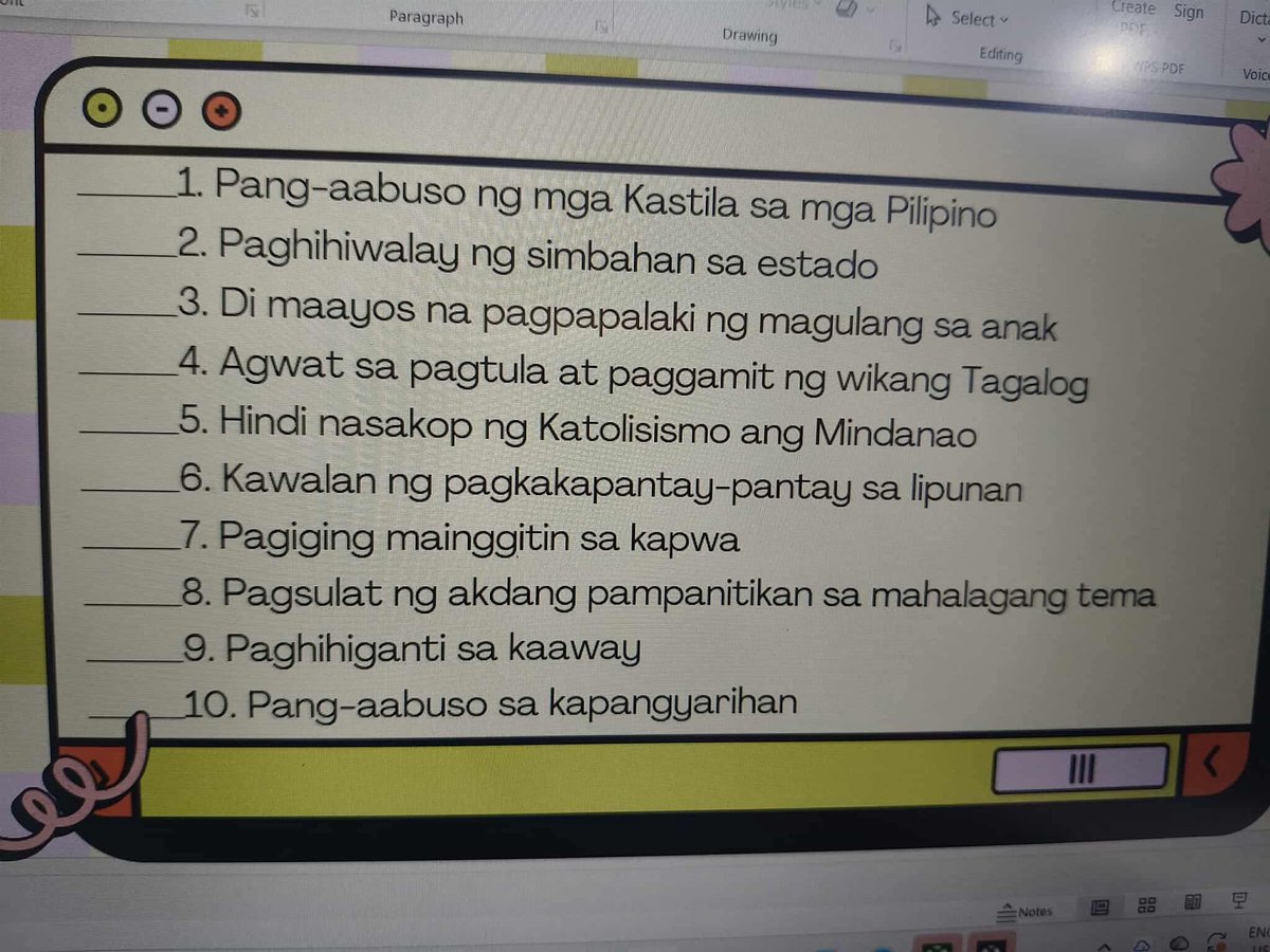 Pang-aabuso ng mga Kastila sa mga Pilipino Paghihiwalay ng simbahan sa es..