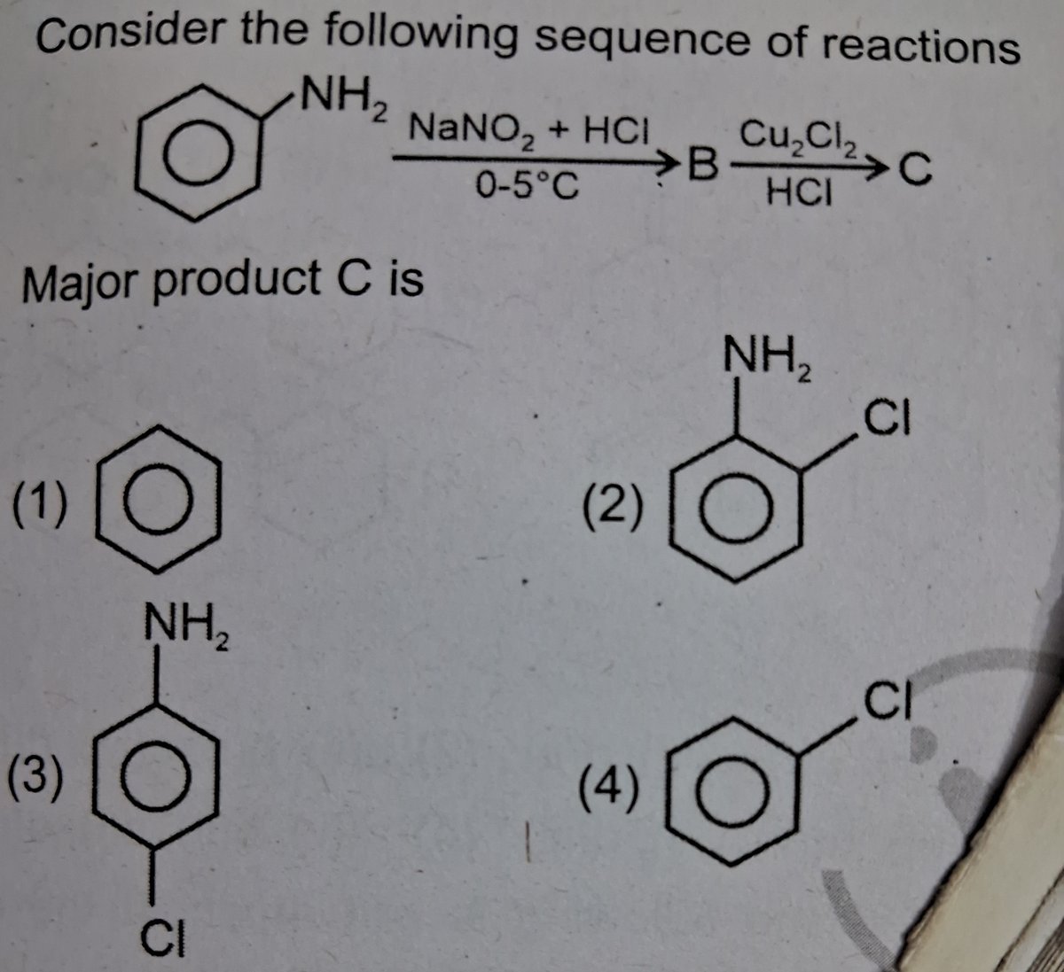 Consider the following sequence of reactions NH2 NaNO2 + HCI Major produc..