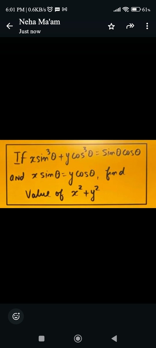 Given the equations: x \sin^3 \theta + y \cos^3 \theta = \sin \theta \co..