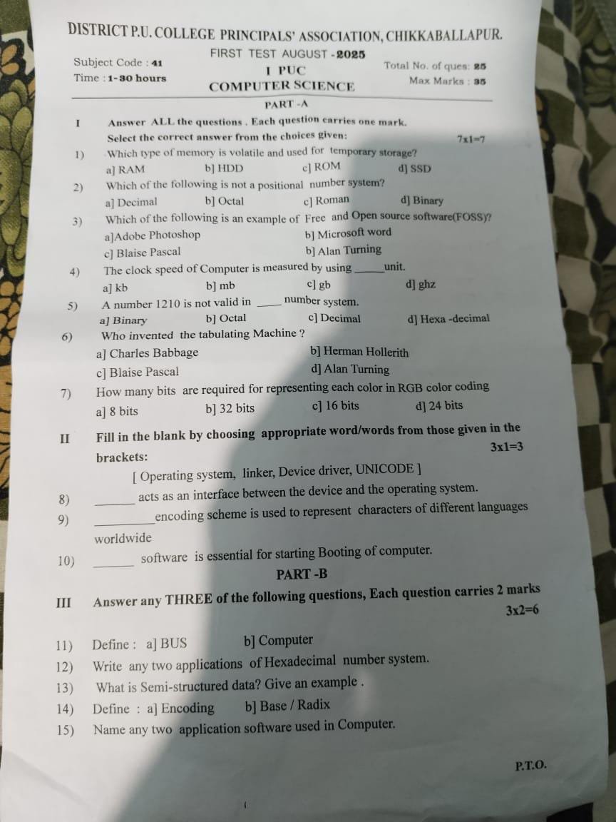 Part A Which type of memory is volatile and used for temporary storage?