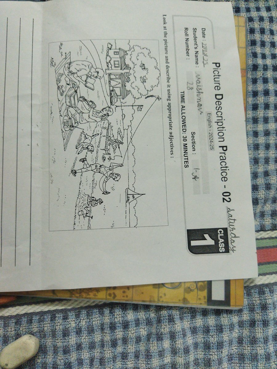 Picture Description Practice - 02 Date : 22102125 Student's Name : Roll N..