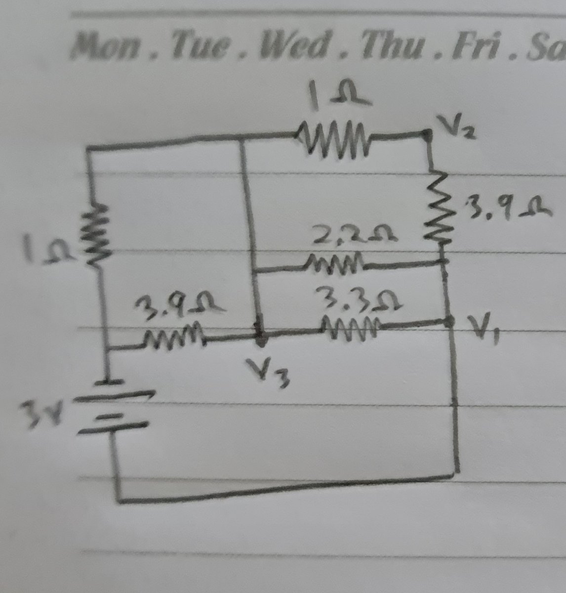 The question refers to a circuit diagram with resistors and a voltage sou..