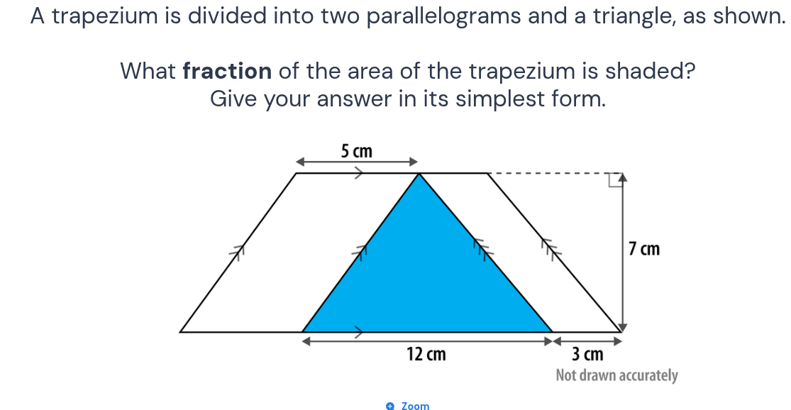 A trapezium is divided into two parallelograms and a triangle, as shown.