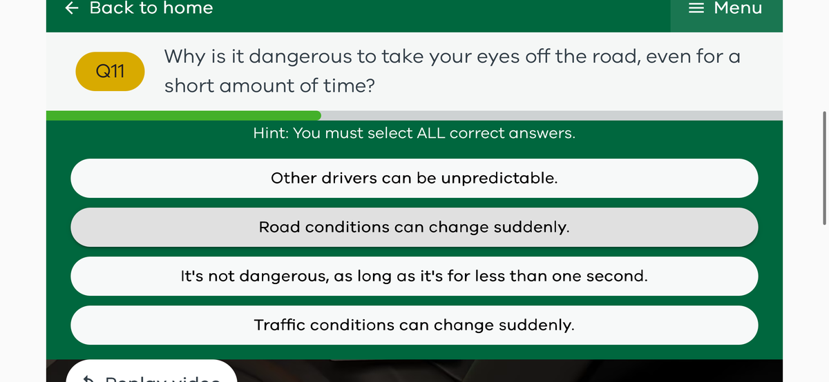 Why is it dangerous to take your eyes off the road, even for a short amou..