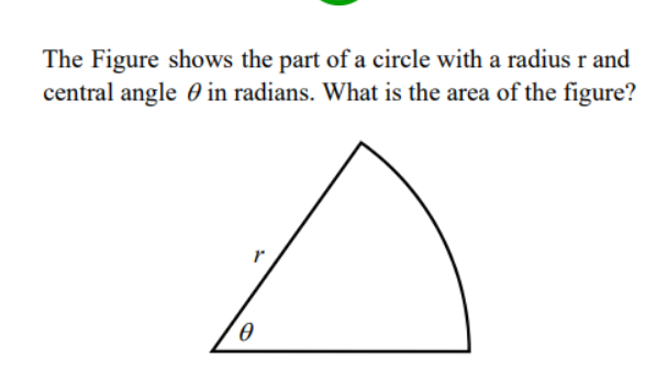 The Figure shows the part of a circle with a radius r and central angle θ..