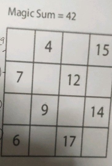 Fill in the missing numbers in the 4x4 grid below so that each row and ea..
