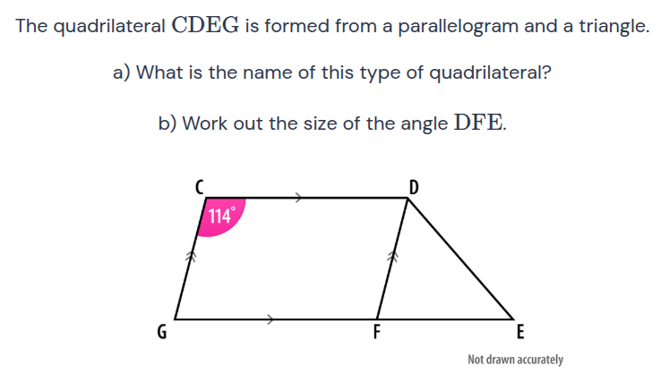 The quadrilateral CDEG is formed from a parallelogram and a triangle. a)..