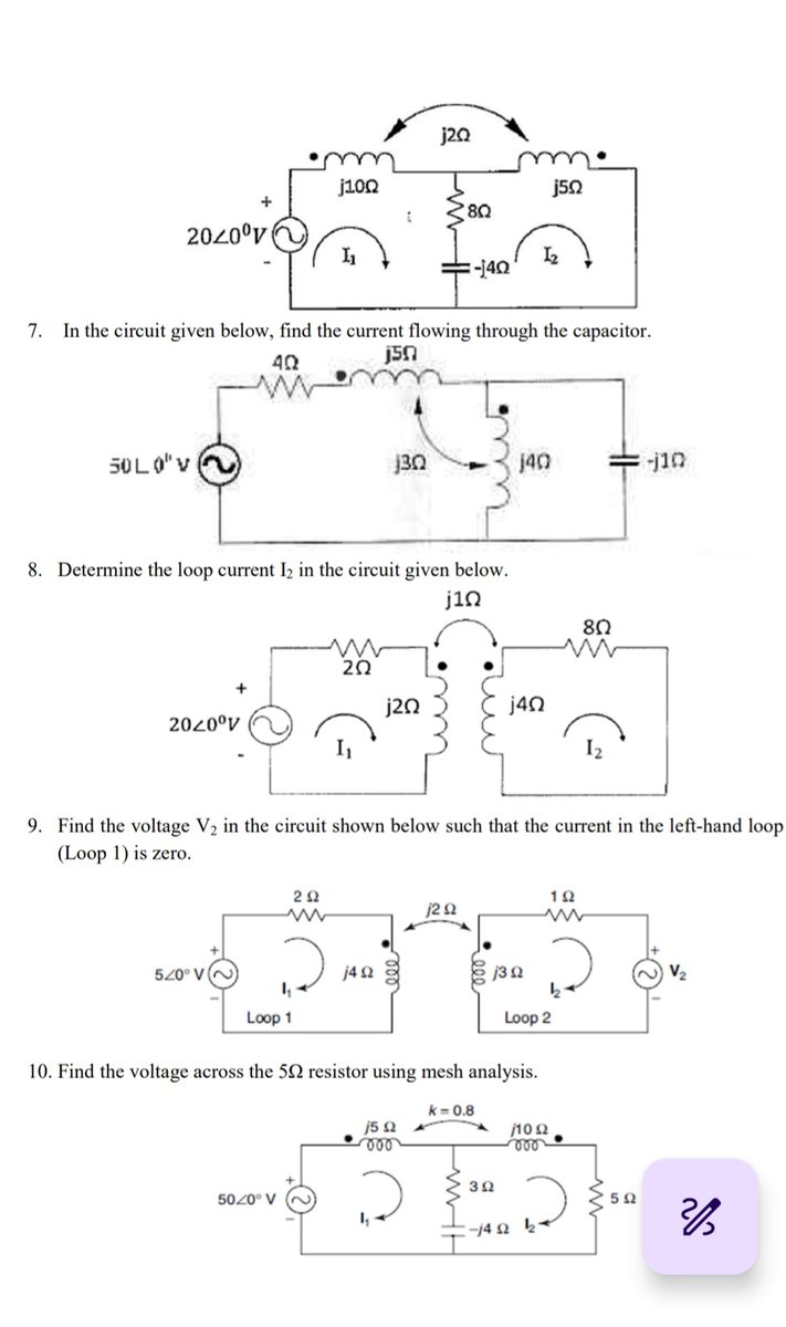 In the circuit given below, find the current flowing through the capacito..