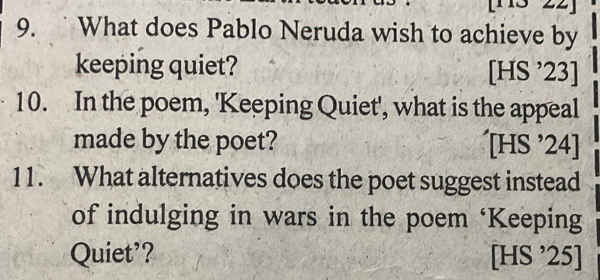 Questions on the poem 'Keeping Quiet' by Pablo Neruda What does Pablo Ne..
