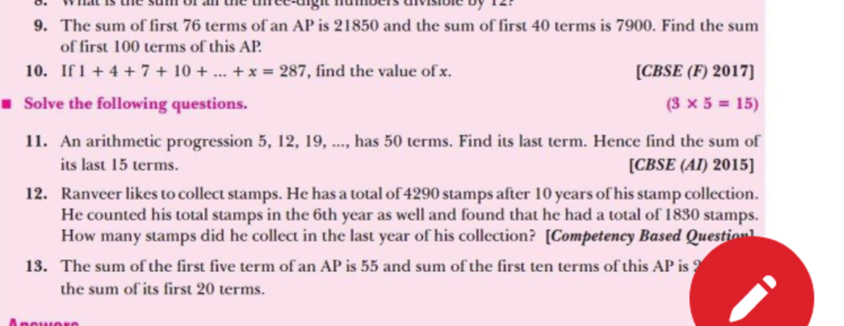 The sum of first 76 terms of an AP is 21850 and the sum of first 40 terms..