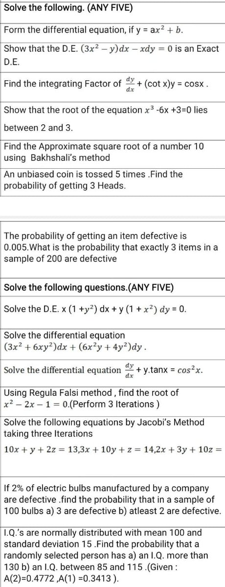 Solve any five of the following questions: Form the differential equatio..