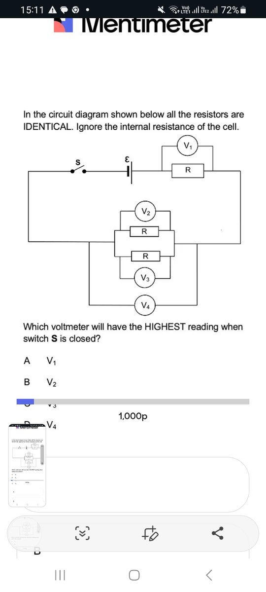 In the circuit diagram shown below all the resistors are IDENTICAL. Ignor..