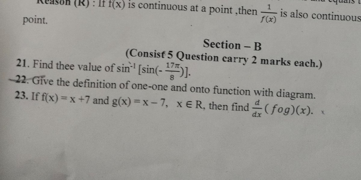 Find the value of \sin^{-1}[\sin(-\frac{17\pi}{8})] . Give the definiti..