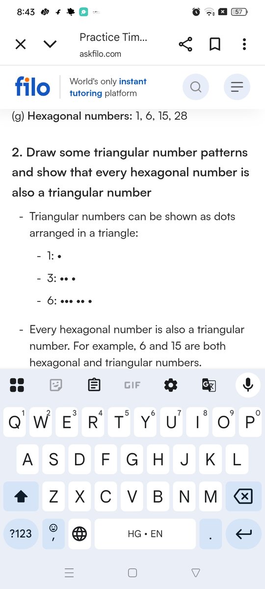 Question: Triangular and Hexagonal Numbers Draw some triangular number p..