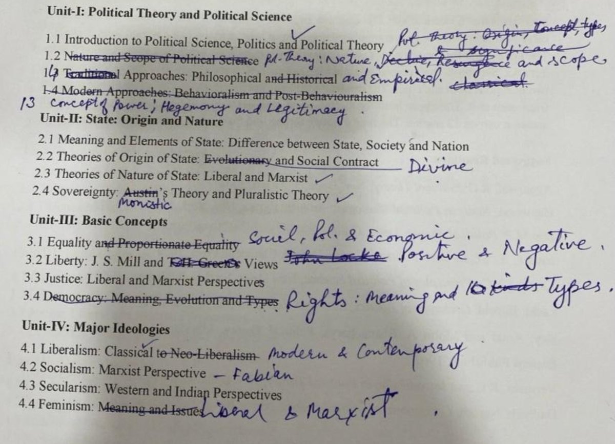 Political Science Syllabus Outline Unit-I: Political Theory and Politica..