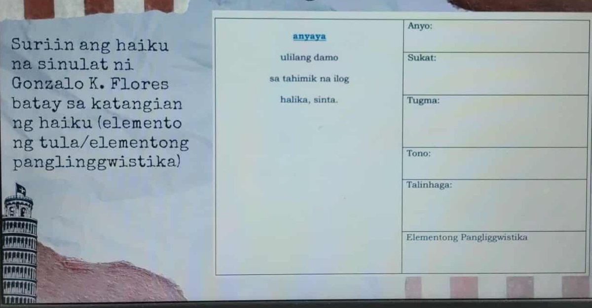 Analyze the haiku written by Gonzalo K. Flores based on the characteristi..
