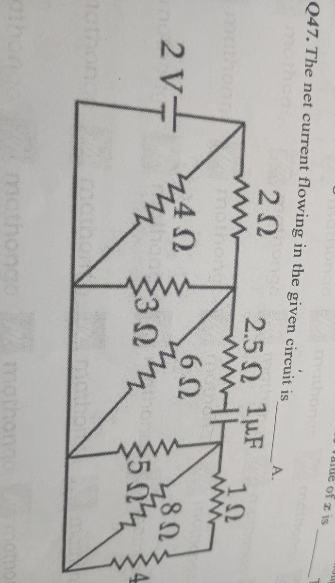Question: The net current flowing in the given circuit is ? The circuit
