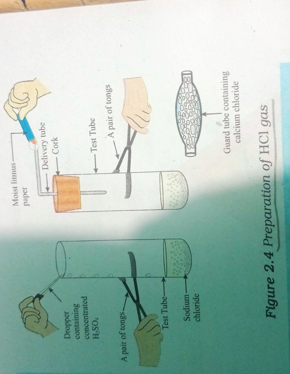 Preparation of HCl Gas The image shows the preparation of HCl gas using