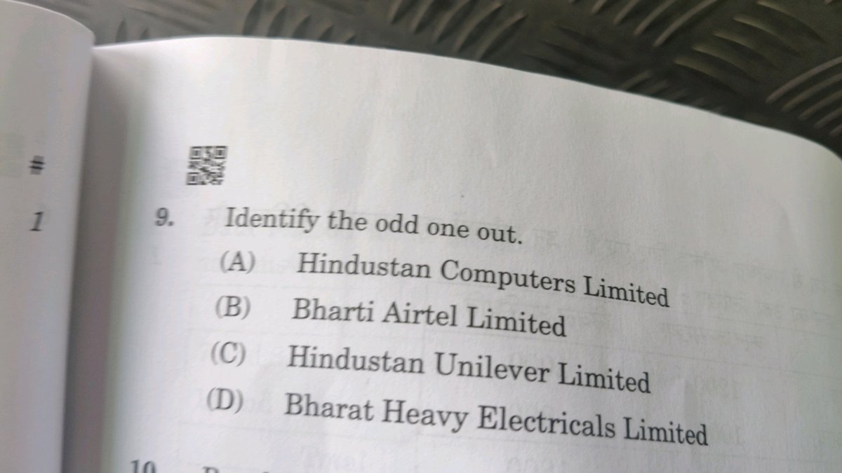 Identify the odd one out. (A) Hindustan Computers Limited (B) Bharti Airt..