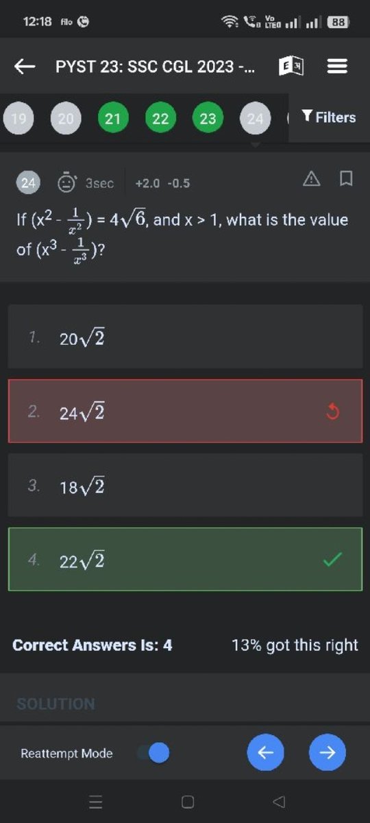 If (x^2 - \frac{1}{x^2}) = 4\sqrt{6}, and x > 1, what is the value of (x^..