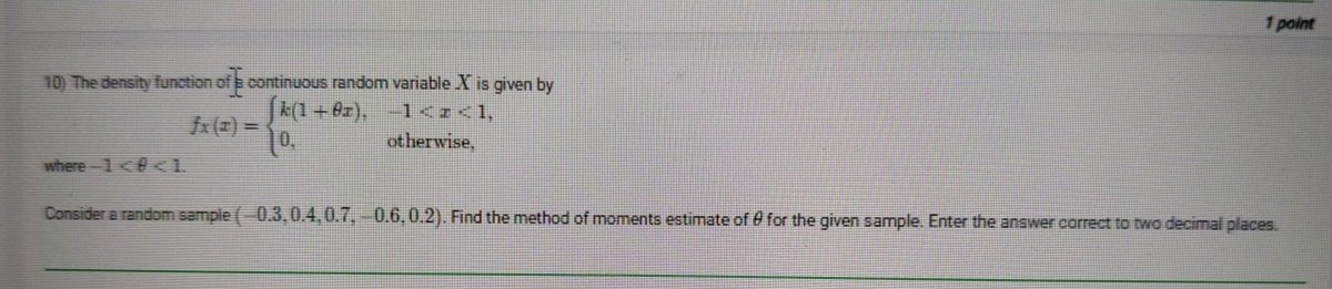 The density function of a continuous random variable X is given by f_x(x..