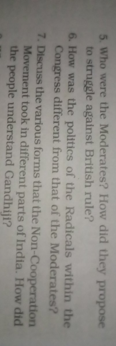 Who were the Moderates? How did they propose to struggle against British