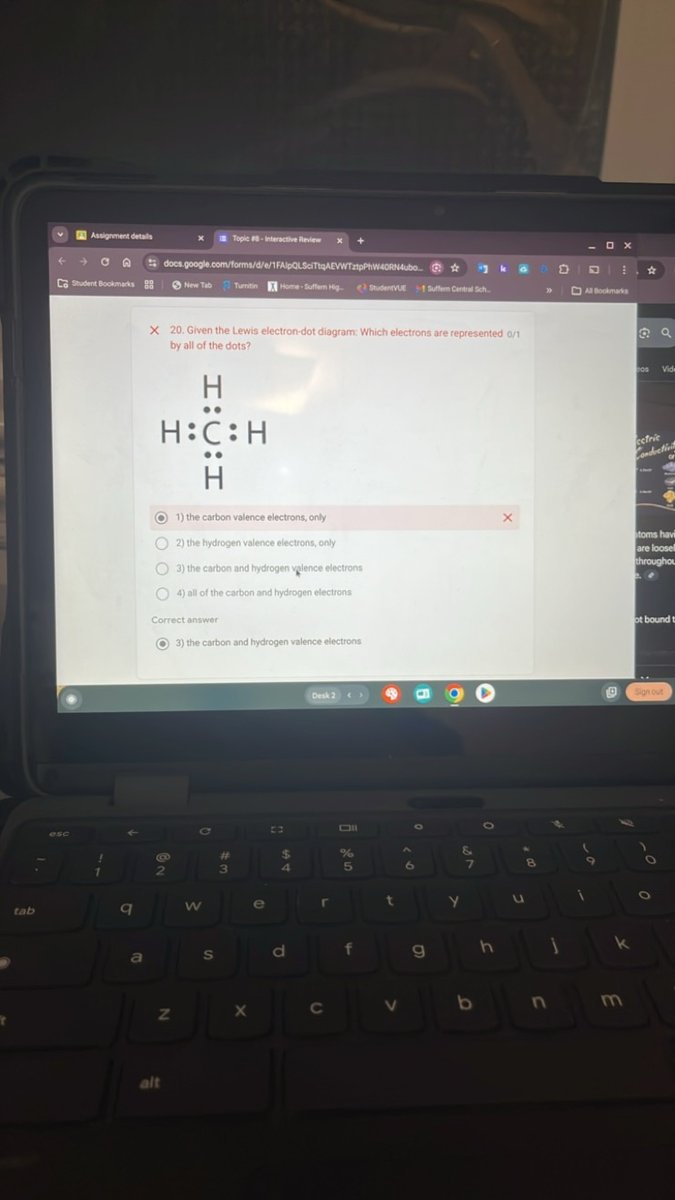 Given the Lewis electron-dot diagram: H .. H:C:H .. H Which electrons..