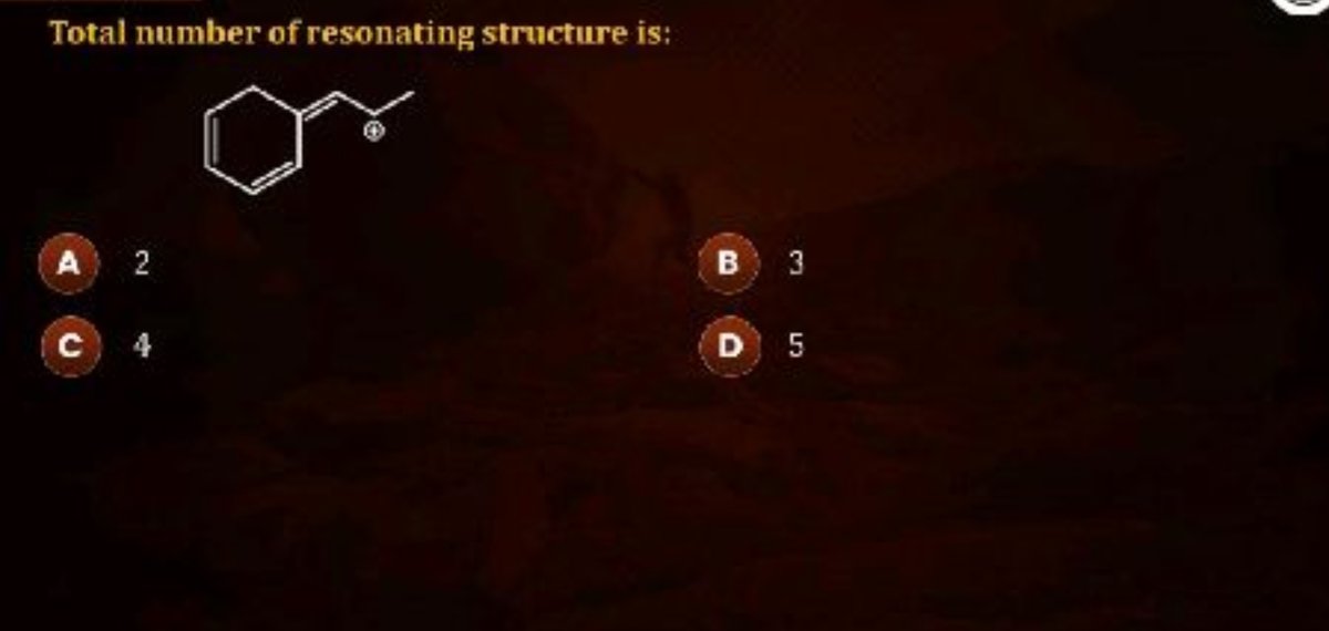 Total number of resonating structure is: [Image of a chemical structure:..