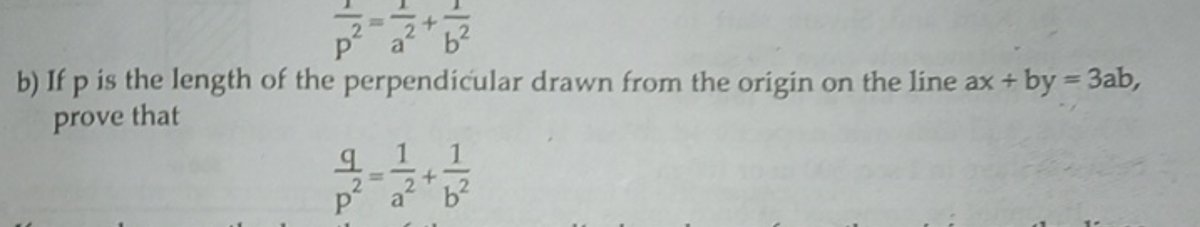 If p is the length of the perpendicular drawn from the origin on the line..