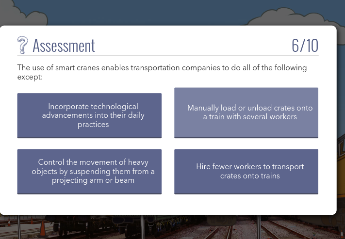 Assessment 6/10 The use of smart cranes enables transportation companies..