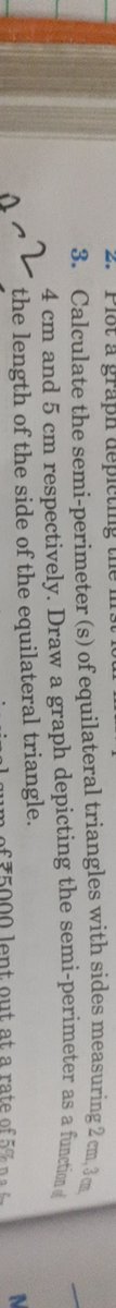 Calculate the semi-perimeter (s) of equilateral triangles with sides meas..