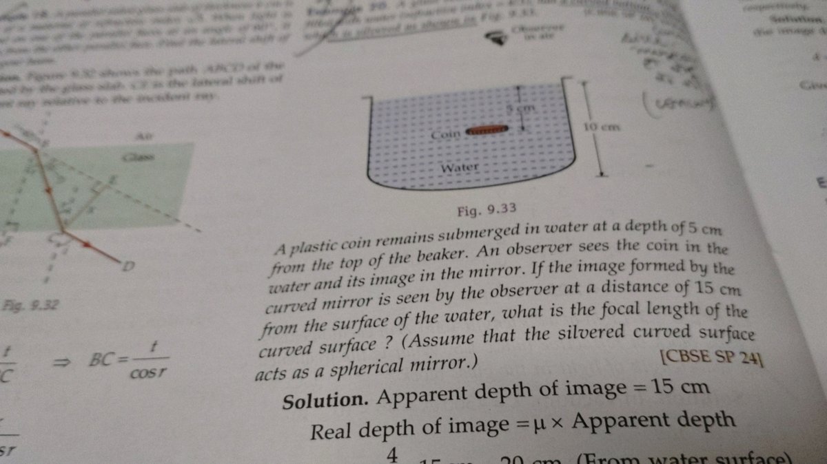 Fig. 8.32 \frac { t } { C } \Rightarrow B C = \frac { t } { \cos r } Fig..