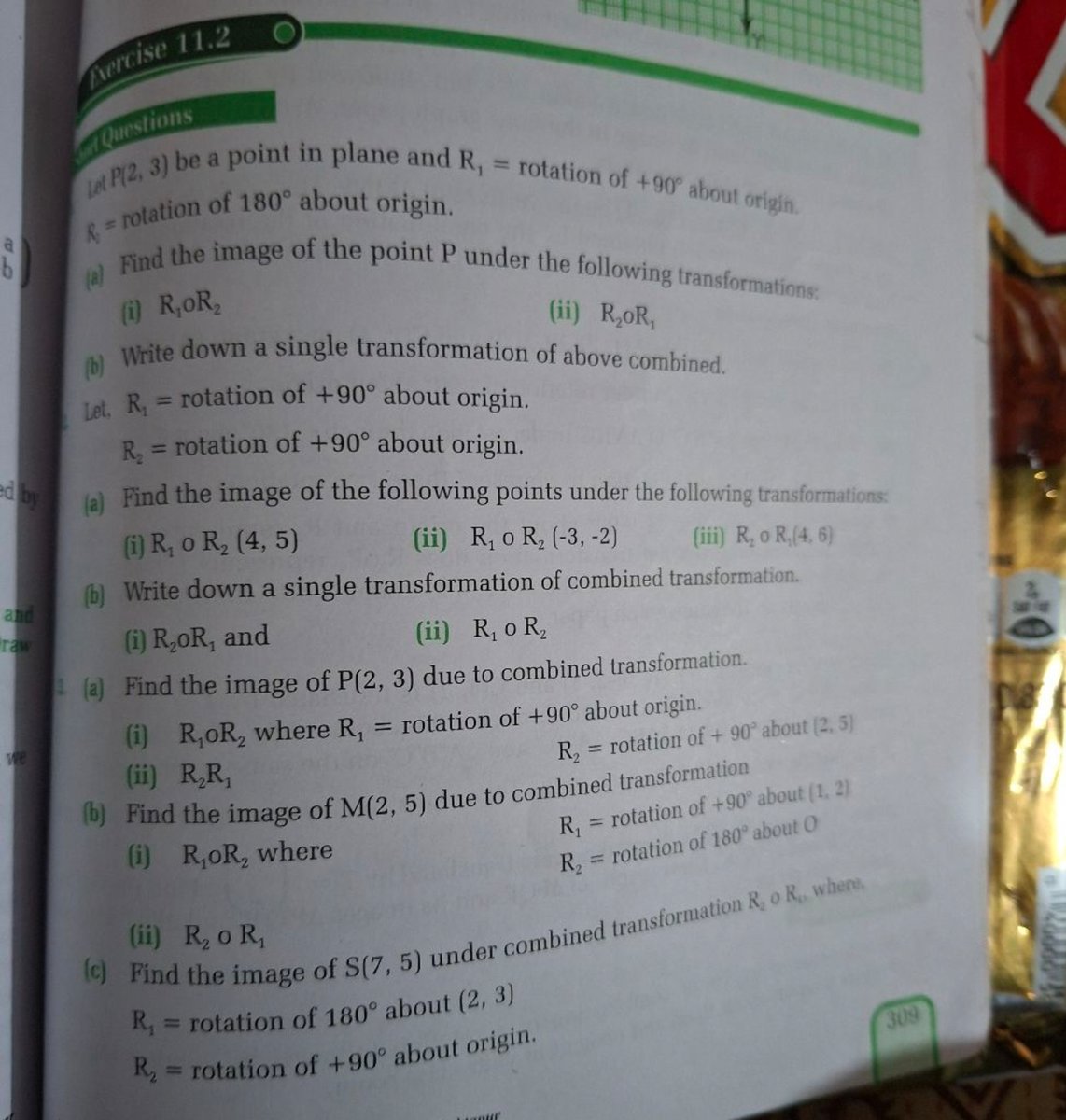 Exercise 11.2 Short Questions Let P(2, 3) be a point in plane and R₁