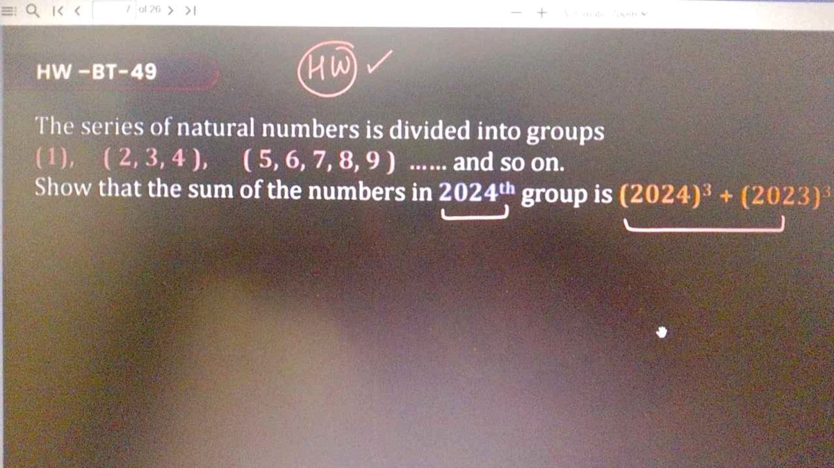 WW -B T-49 (Hi) The series of natural numbers is divided into groups ( 1..