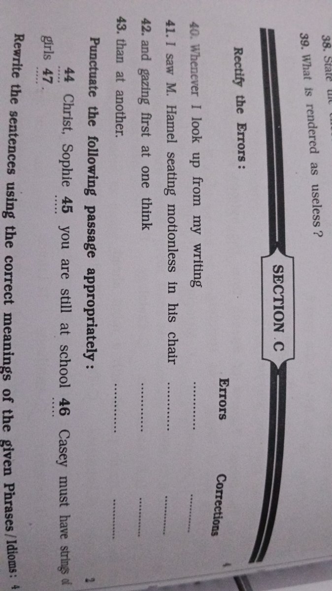 Here are some questions from Section C: Rectify the Errors: Whenever I l..